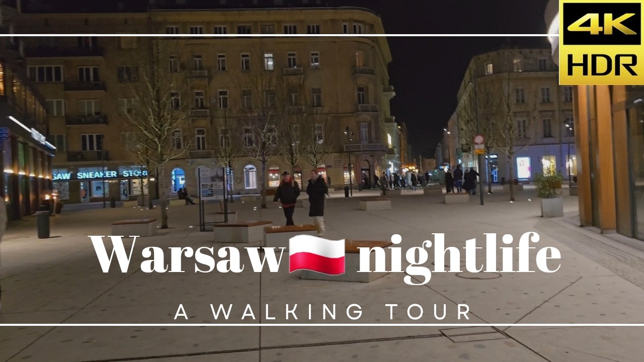 A scenic night walk in Warsaw city center. Centrum Warszawa [4K]. - YouTube