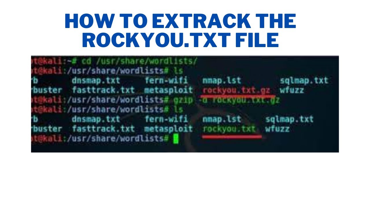 How To Unzip And Use Rockyou txt In Kali Linux EHacking Dictionary YouTube How To Unzip And Use Rockyou txt In Kali Linux EHacking Dictionary YouTube