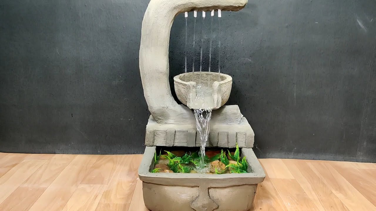 Cemented handmade waterfall fountain 🥰 - YouTube