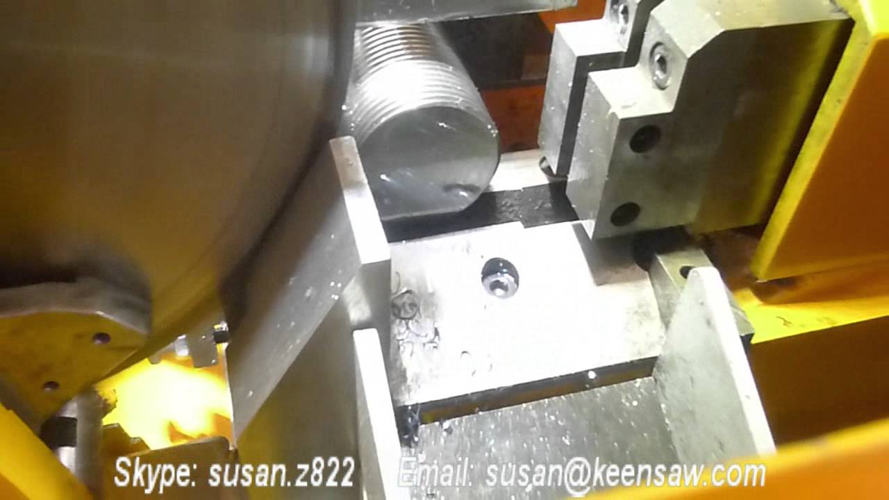 bolt cutting machine threaded rod saw machines - YouTube