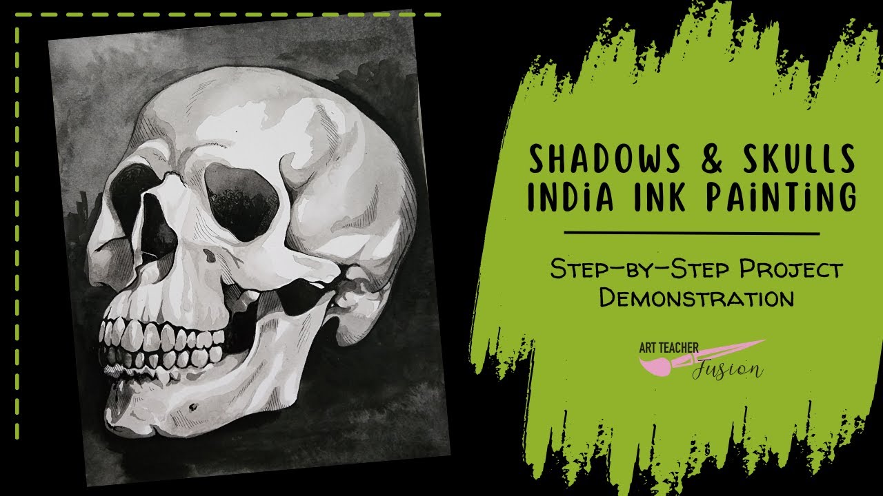 India Ink Painting and Pen Techniques, Skulls and Shadows - YouTube
