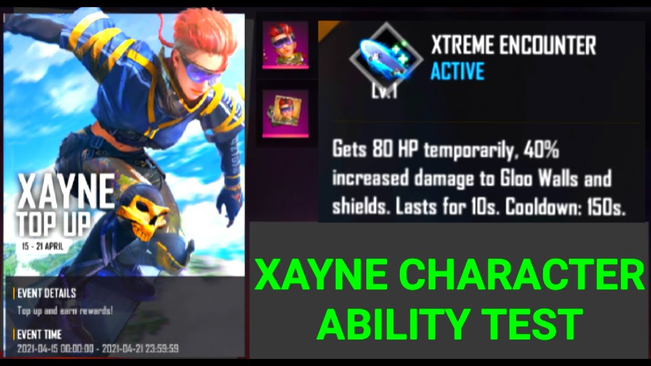 Xayne character ability test free fire || xayne top up event free fire ...