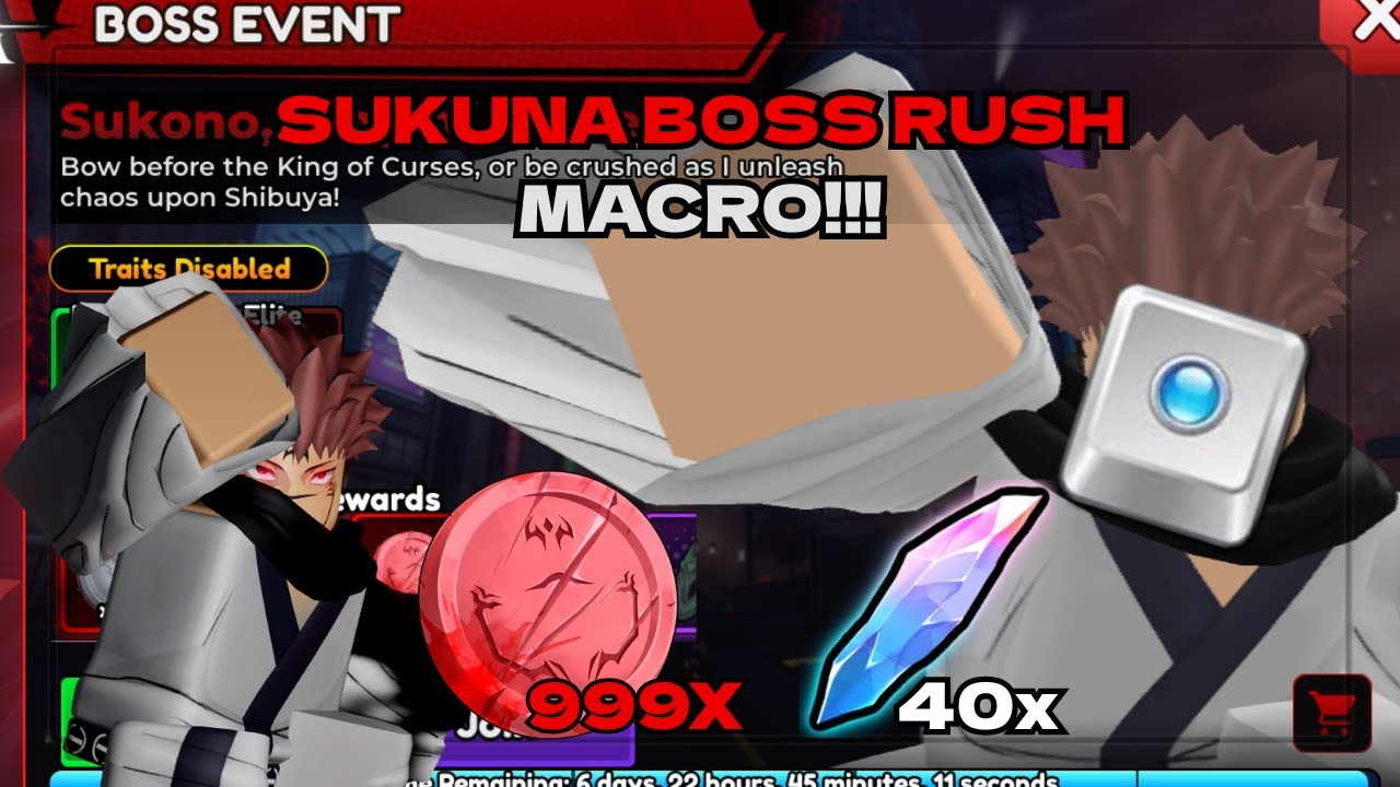*NEW* SUKUNA BOSS RUSH EVENT MACRO | Anime Vangurds - YouTube