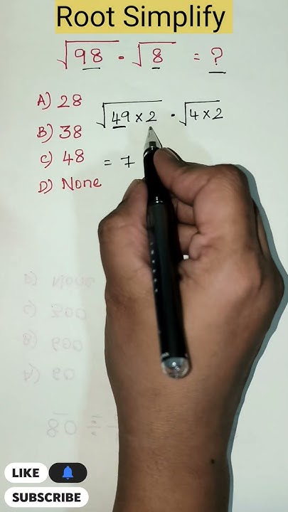 √98 • √8 =? Root Simplify #maths #mathshorts #mathshort #shorts # ...