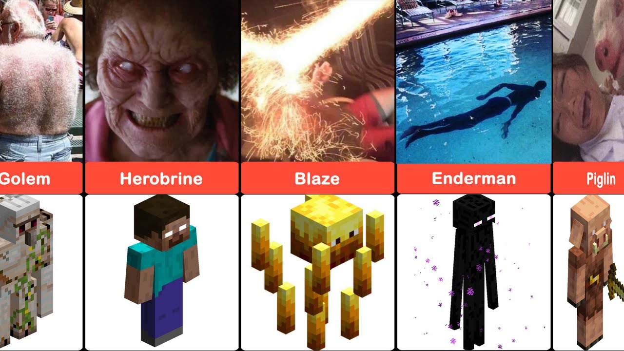 Comparison: Minecraft Mobs as Very Cursed Image - YouTube