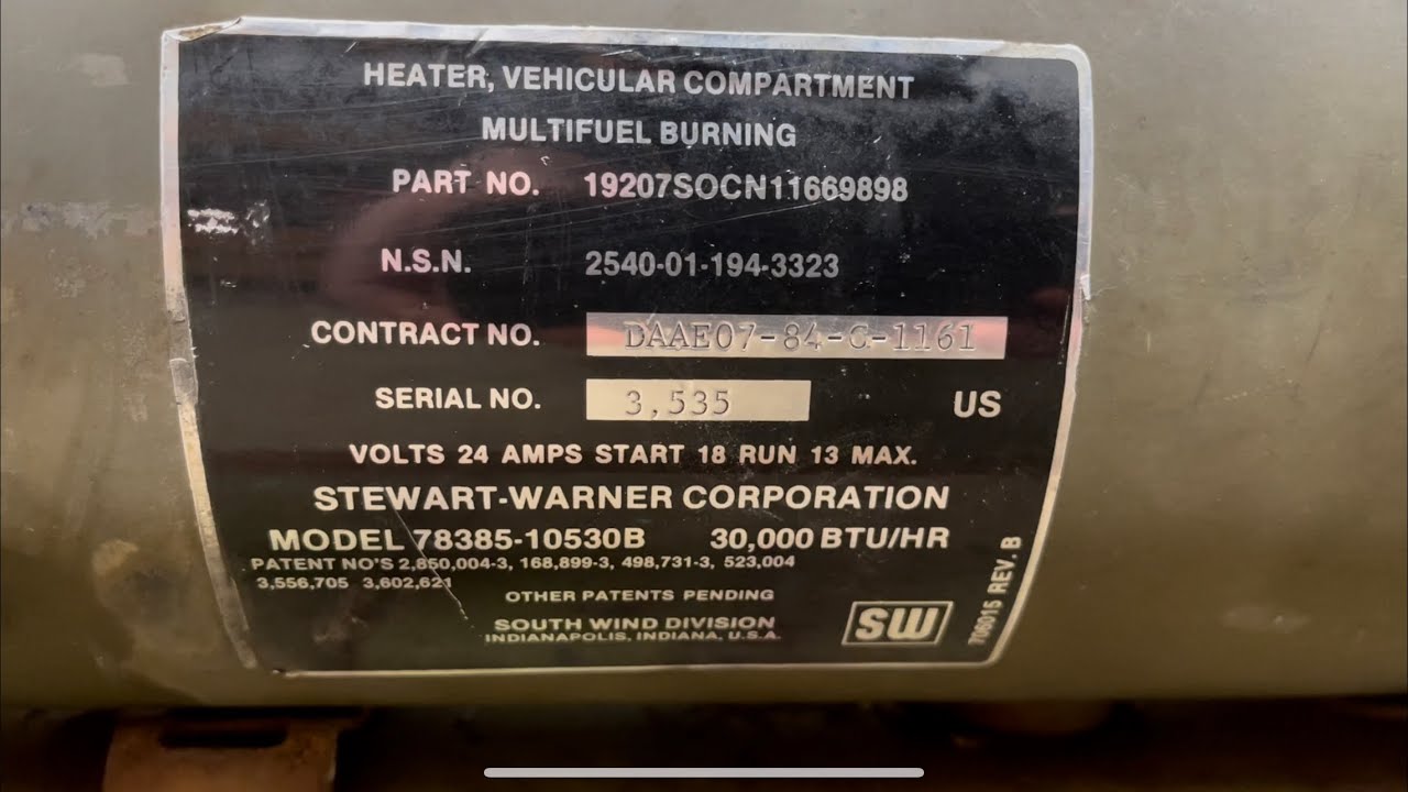 30k btu multi fuel personal heater M35A2 Deuce and a half - YouTube