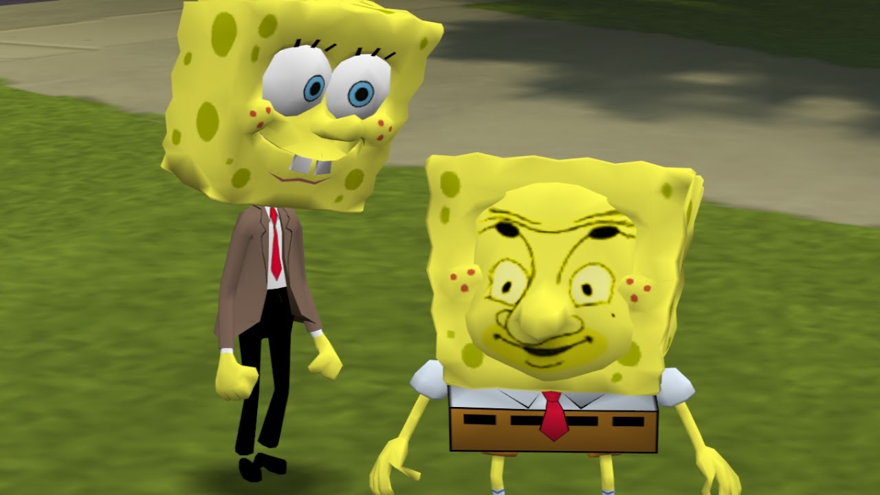 The Simpsons Hit & Run - SpongeBob & Mr. Bean Faceswap Mod - YouTube