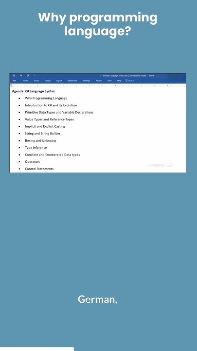 Why programming language | C# - YouTube