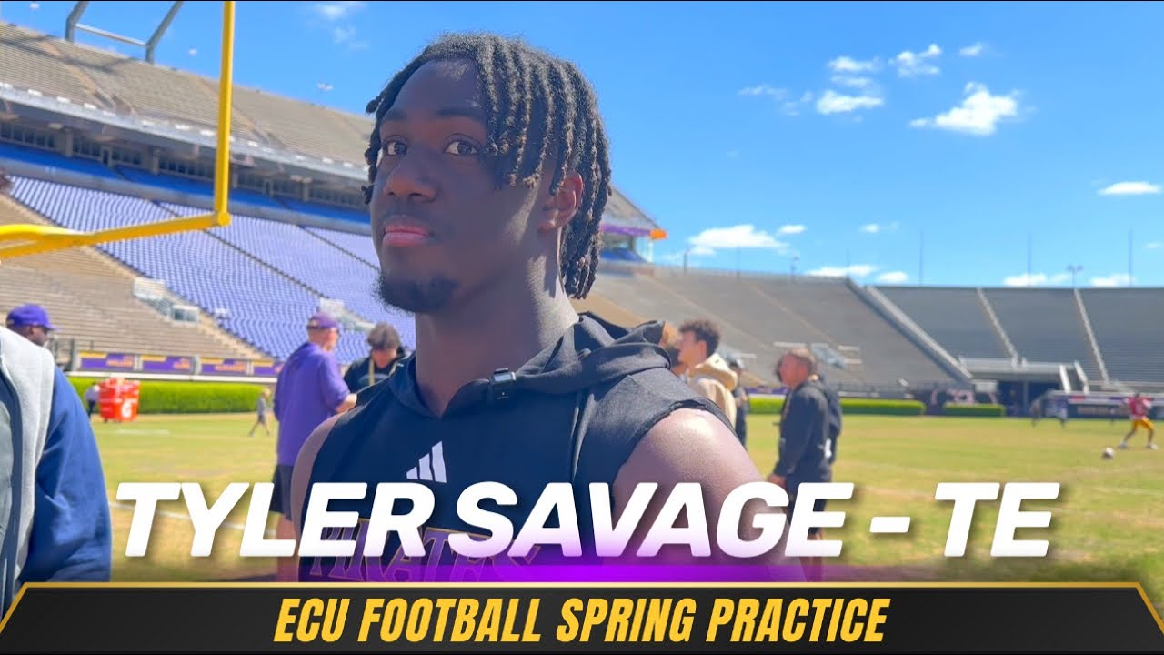ECU Football TE Tyler Savage after the 04/06/24 spring scrimmage in ...