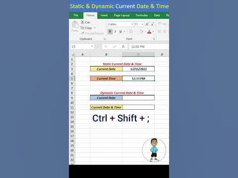 Static and Dynamic Current Date and Time in Excel #excel #exceltips #exceltutorial #msexcel # ...