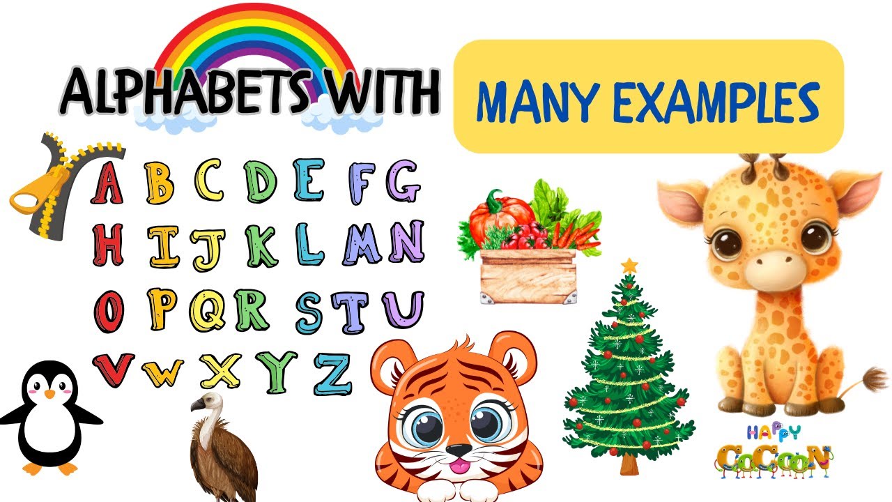 Alphabets with MANY EXAMPLES for kids | ABC for Children | ABCD ...