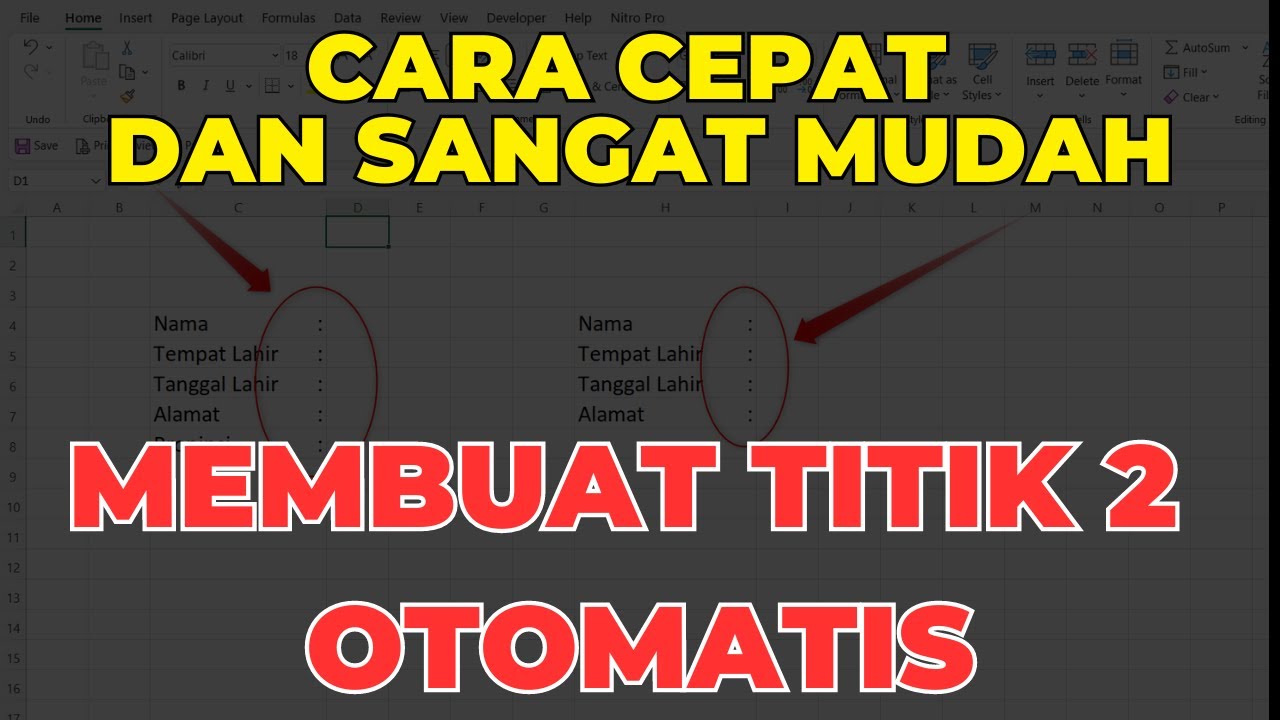 Cara Cepat dan Mudah Membuat Tanda Titik 2 Otomatis di Excel - YouTube