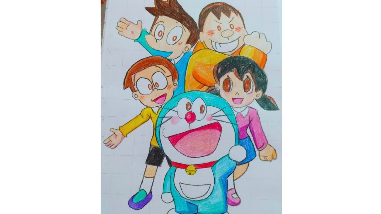 colouring with pencil colour, doremon drawing/art by satyam - YouTube
