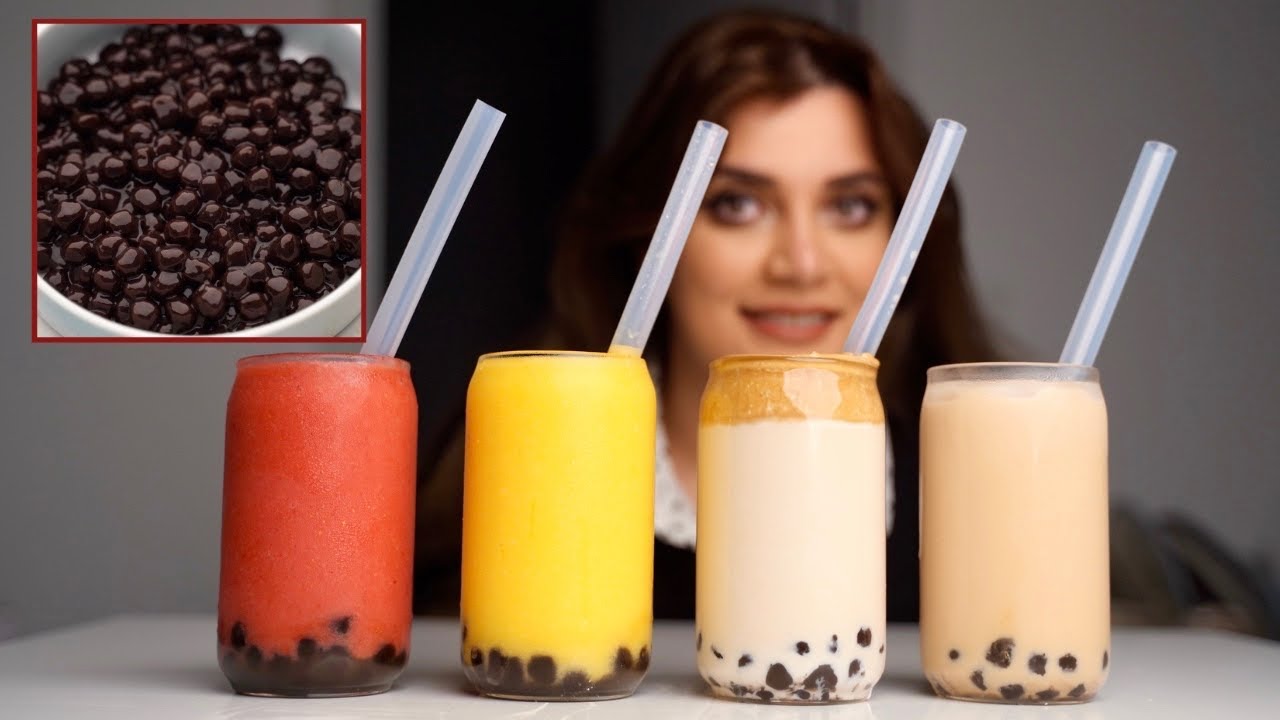طريقة عمل كرات البوبا🥤ومشروبات البوبا الباردة ( شاي البابلز) - YouTube