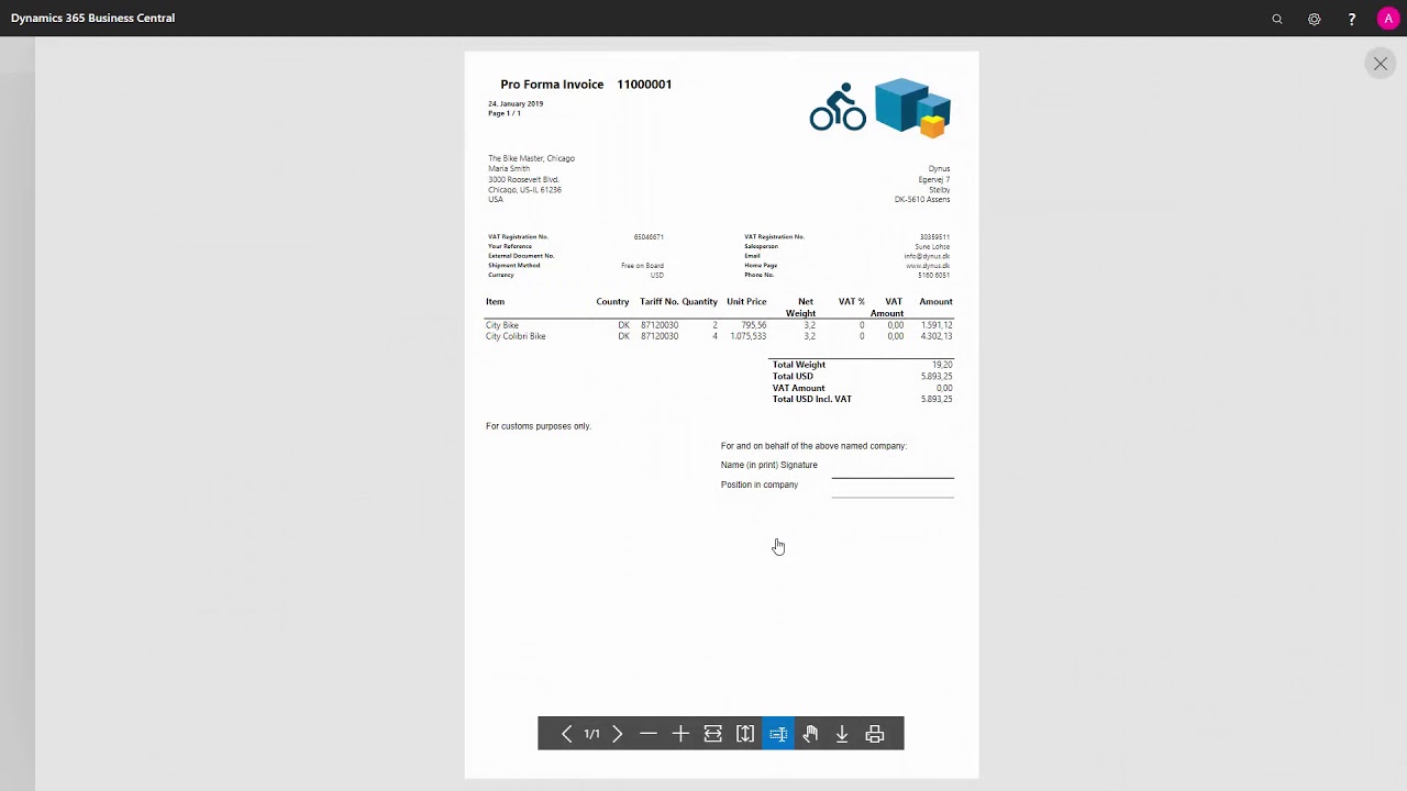 Printing a Proforma Invoice - Microsoft Dynamics 365 Business Central ...