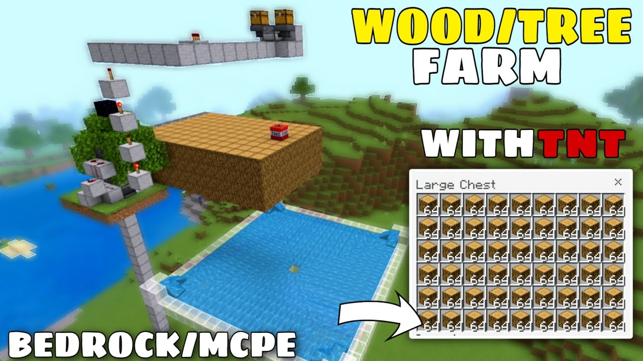 EASIEST WOOD/TREE FARM WITH TNT IN MINECRAFT BEDROCK (Xbox, PS4, MCPE ...
