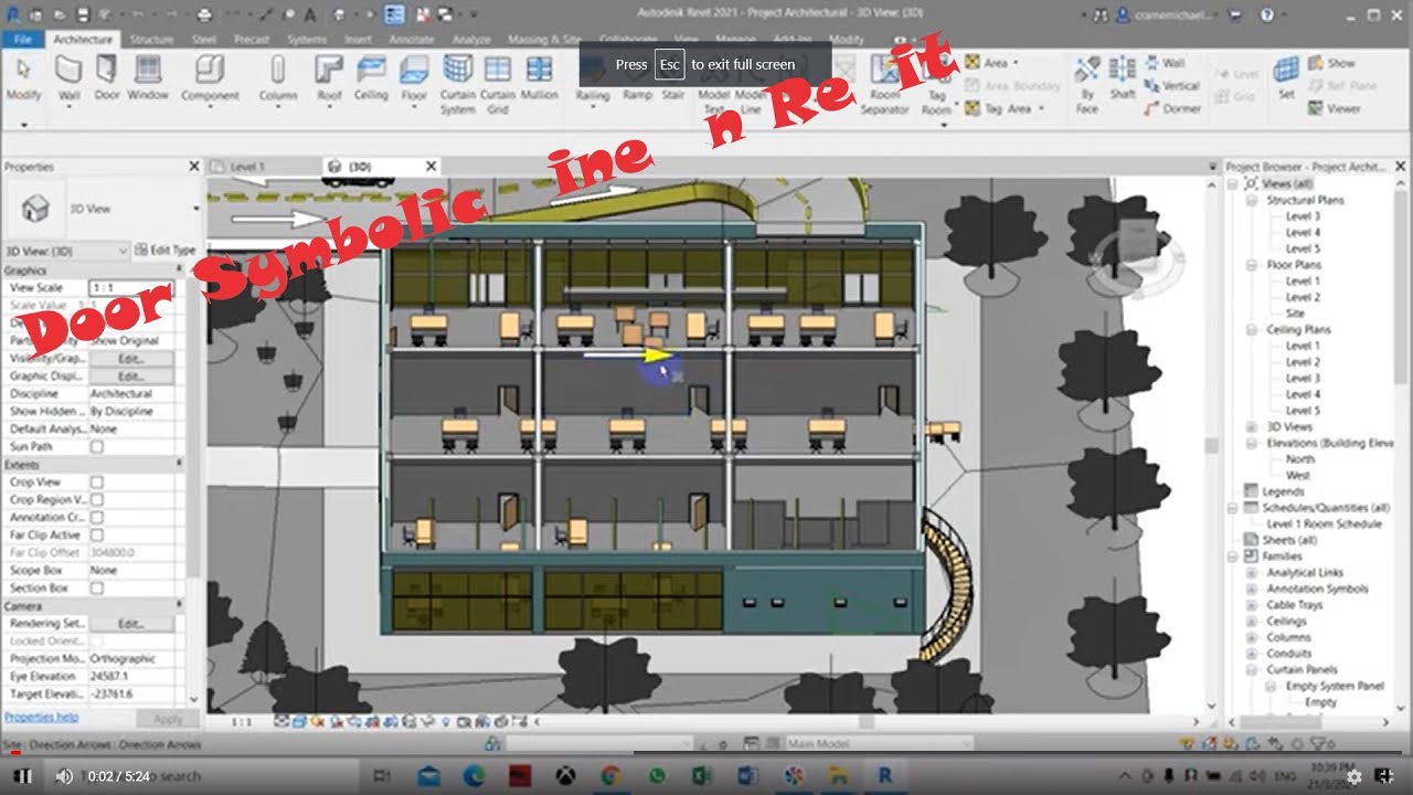 Door Symbolic Line In Revit - YouTube