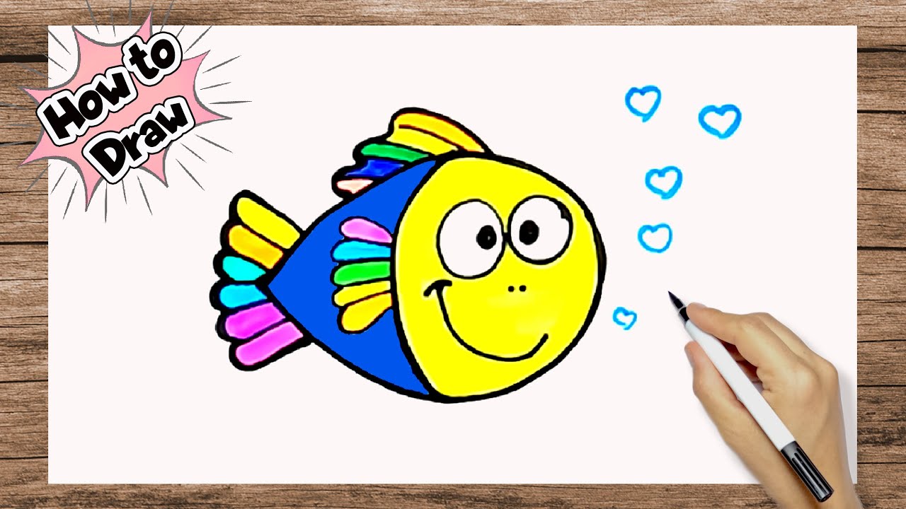 How to Draw: a Fish easy and cute - YouTube