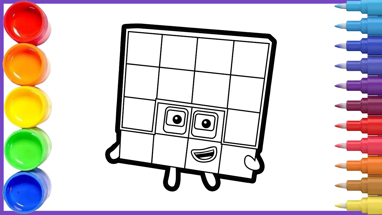 Drawing Numberblocks Sixteen | Draw and Coloring | FUN DRAWING - YouTube