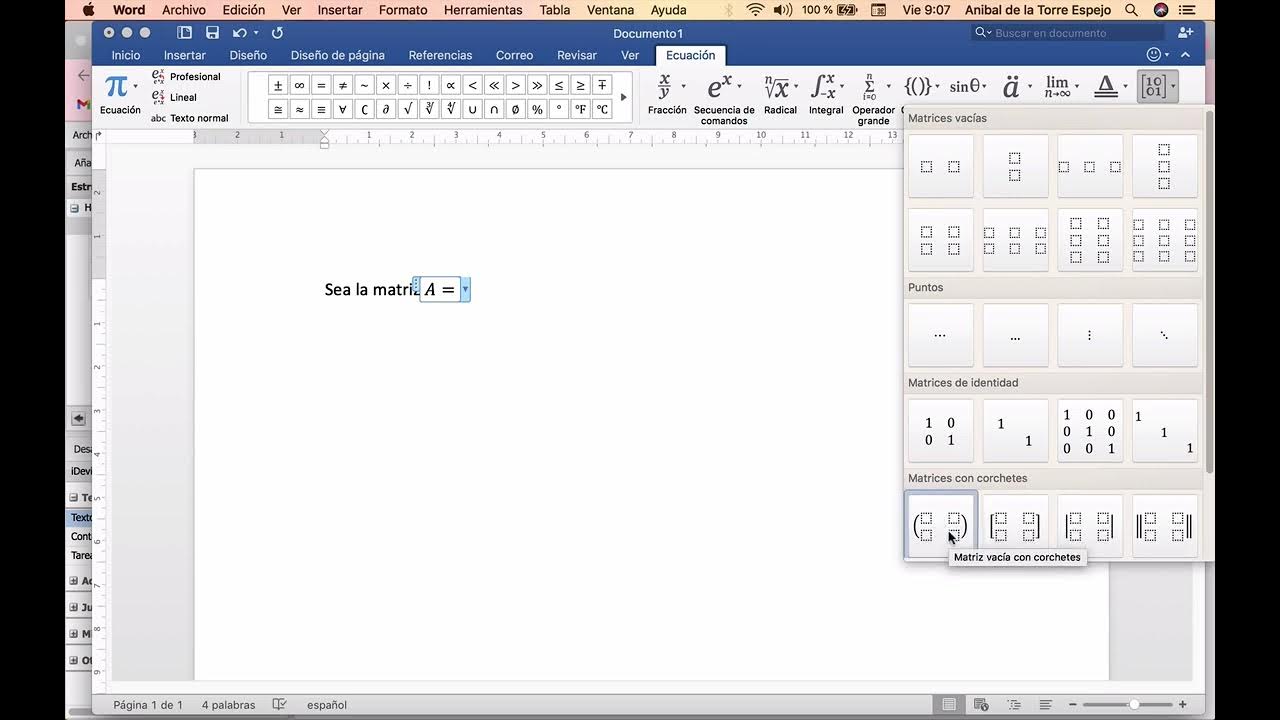 Cómo escribir matrices con Word - YouTube