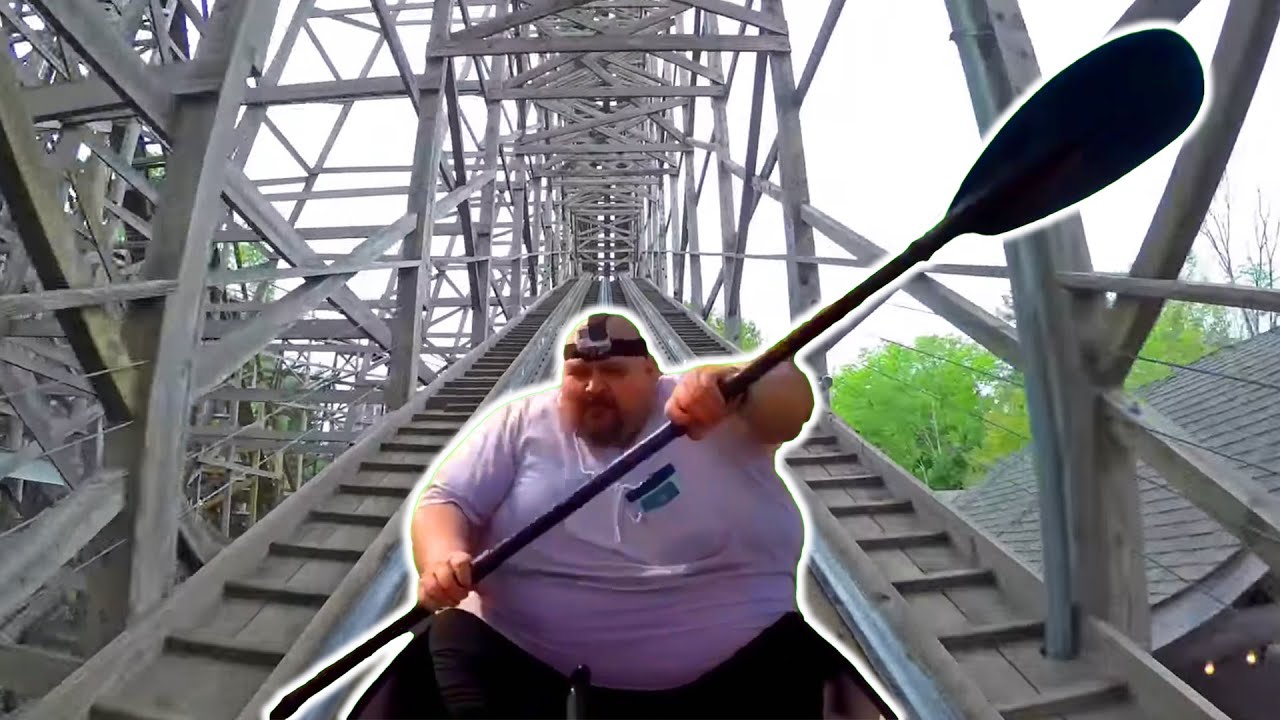Fat guy sings Moana in canoe but it's on roller coaster - YouTube
