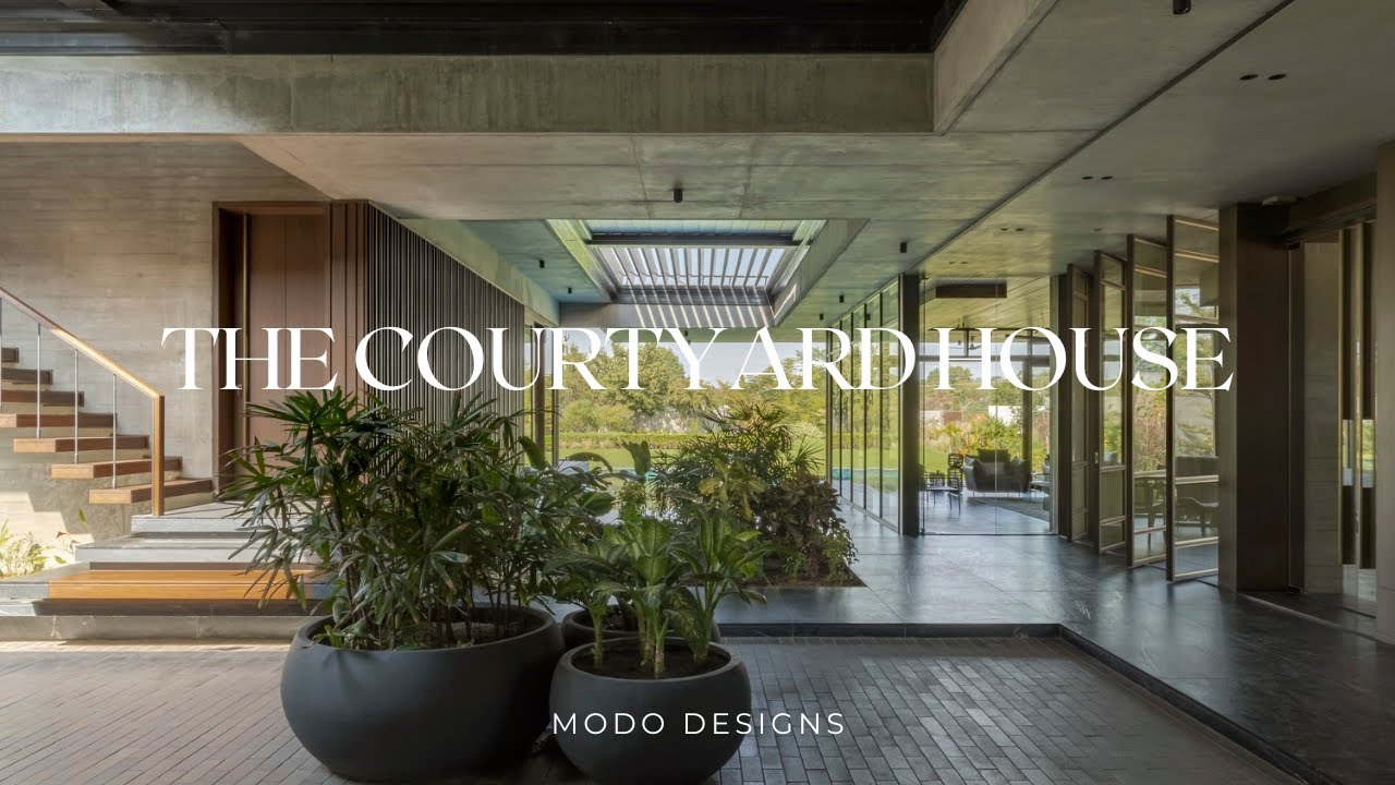 Nature-Infused Courtyard Home: Open Concrete House Design - YouTube