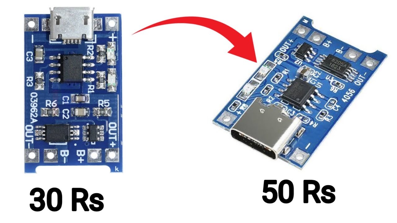 Micro usb Tp4056 को Type C में कैसे बदले सस्ते 5 Rs में | 💯Convert ...