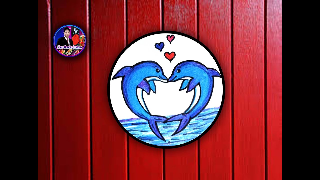 Dolphin Drawing ||Almas drawing academy|| Fish||Color Dolphin|| Art ...