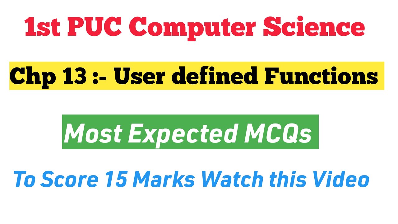 1st PUC Computer Science Most Expected MCQs to Score 15 Marks# ...