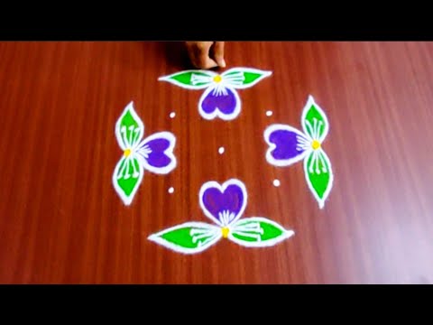 Simple Wednesday Special Kolam ☘️5x1 Dots ☘️ New Rangoli Design ☘️ Easy ...