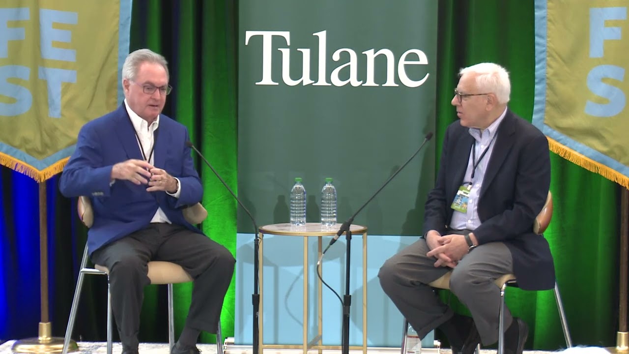Cappy McGarr and David Rubenstein at the 2022 New Orleans Book Festival ...