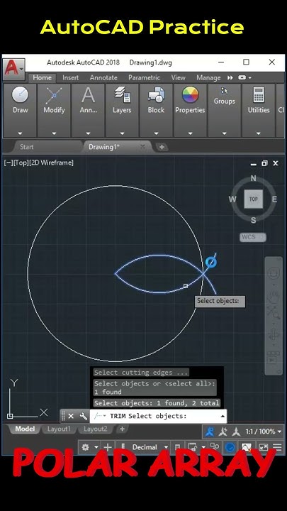 AutoCAD practice -Polar array - #shorts #trending #engineering #autocad ...