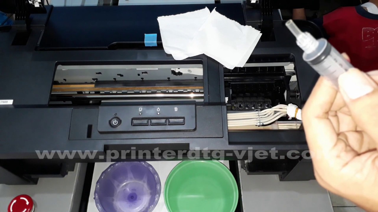 Cara Flushing Print Head DTG Printer L1800 - YouTube