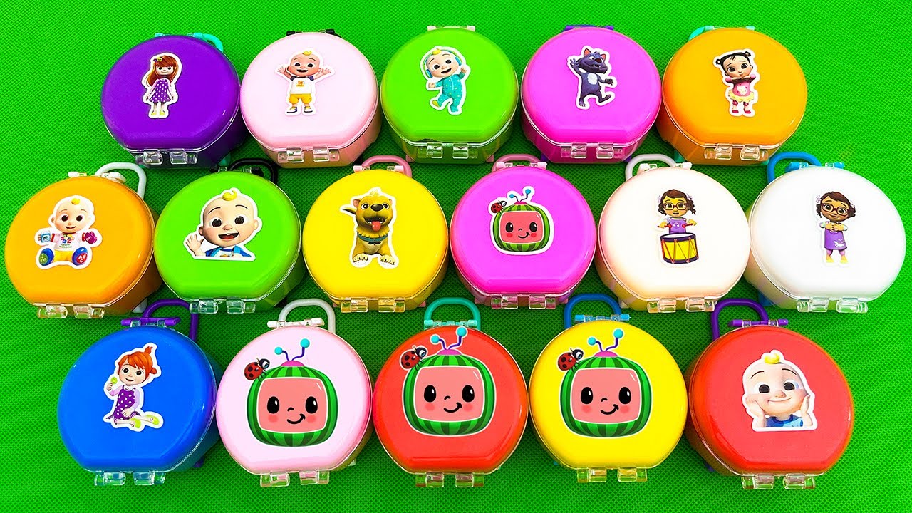 Rainbow slime - looking cocomelon in suitcase with mixing rainbow slime ...