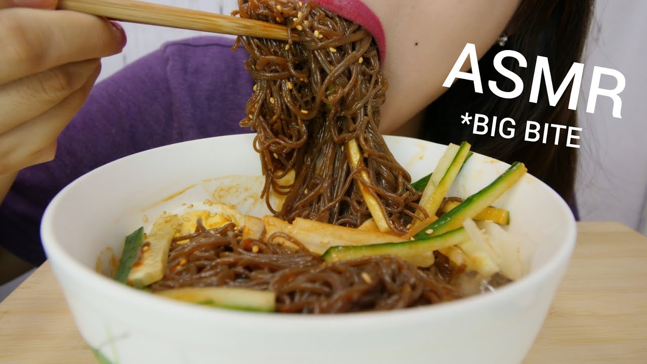 ASMR Spicy Cold Noodles Bibim Naengmyeon | Chewy Eating Sounds (No ...