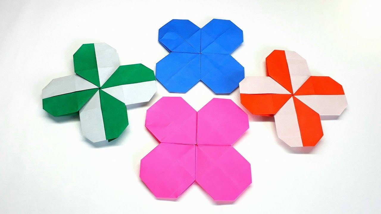 Origami Tutorial- How to fold an Easy Origami Clover / Flower - YouTube