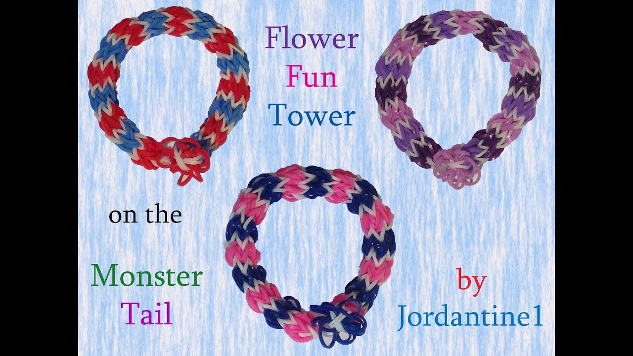 Flower Fun Tower Bracelet - Monster Tail - Rainbow Loom - YouTube