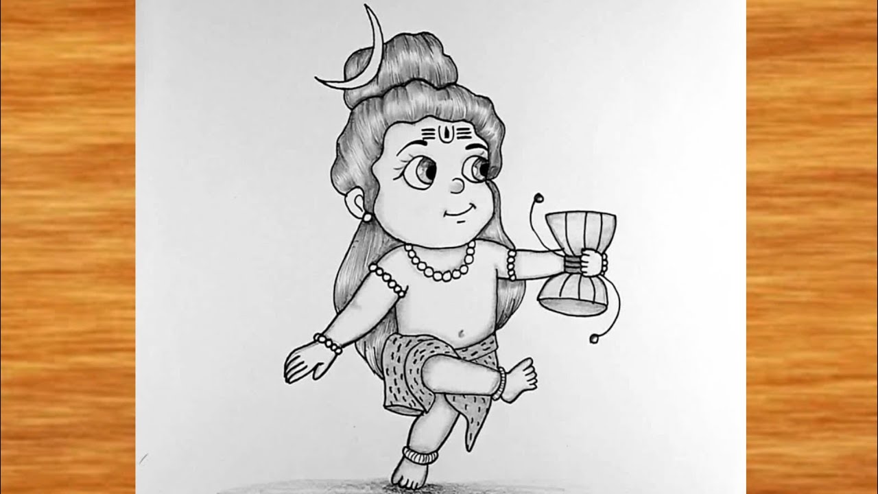 Bal shiva Cute Drawing step by step || Bholenath Drawing ||Bhagvan shiv ...