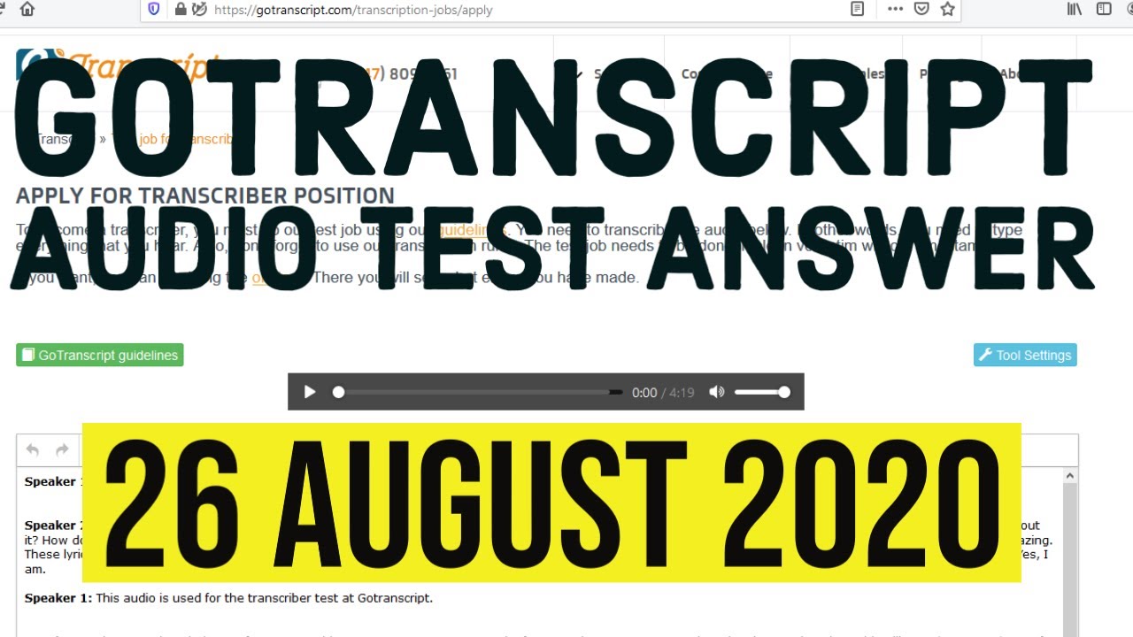 GoTranscript Audio Test Answers 26 August 2020 - YouTube