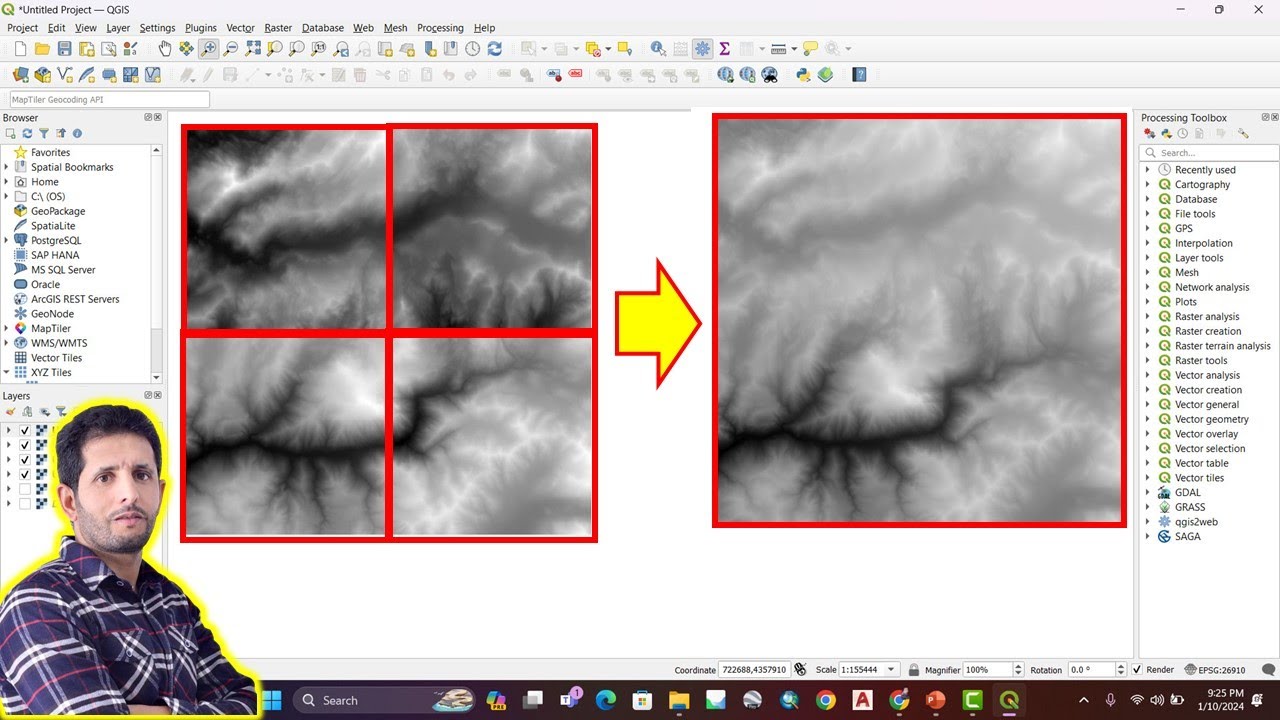 QGIS : Merge the raster datasets /fusionner raster QGIS /Mosaic raster ...