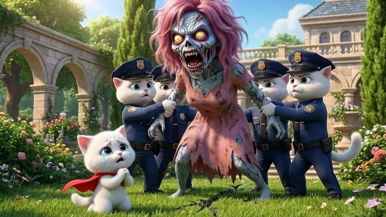 🐱💔 The kitten cries and begs the police to spare its terrifying zombie ...