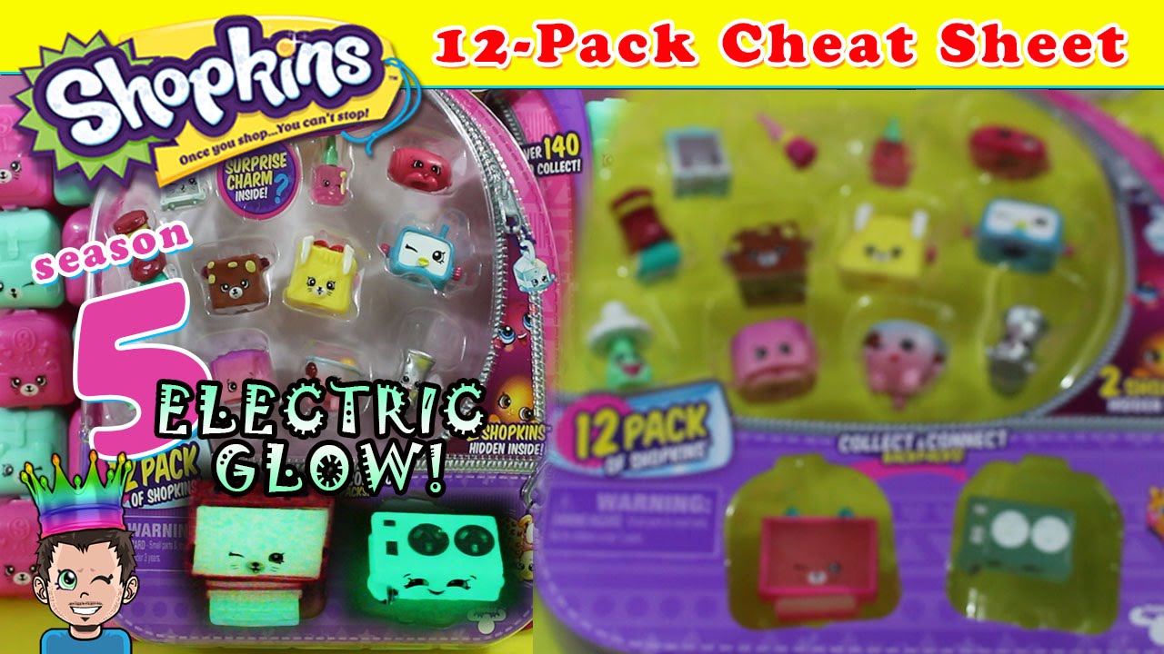 Season 5 Shopkins Cheat Sheet ♛ 12-Pack #9 - Hidden Electric Glow ...
