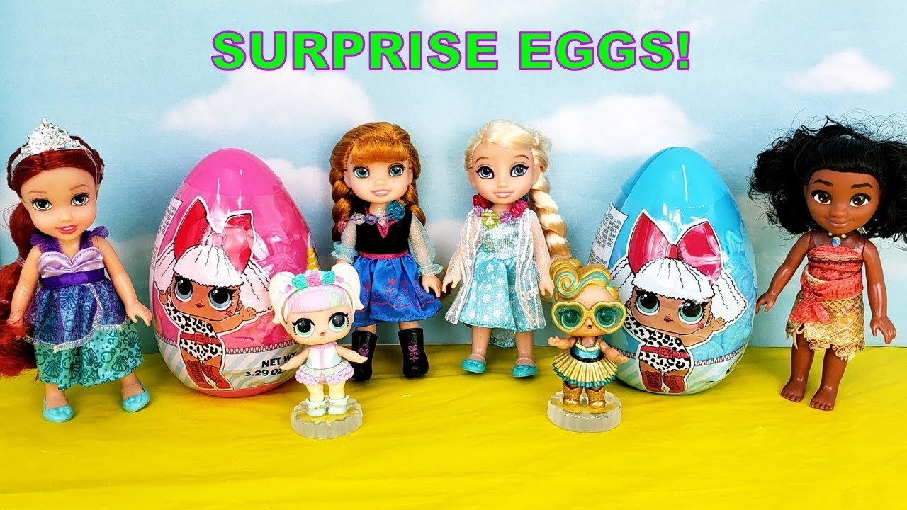 Frozen Elsa & Anna Open LOL Surprise Easter Eggs with Disney Princesses ...