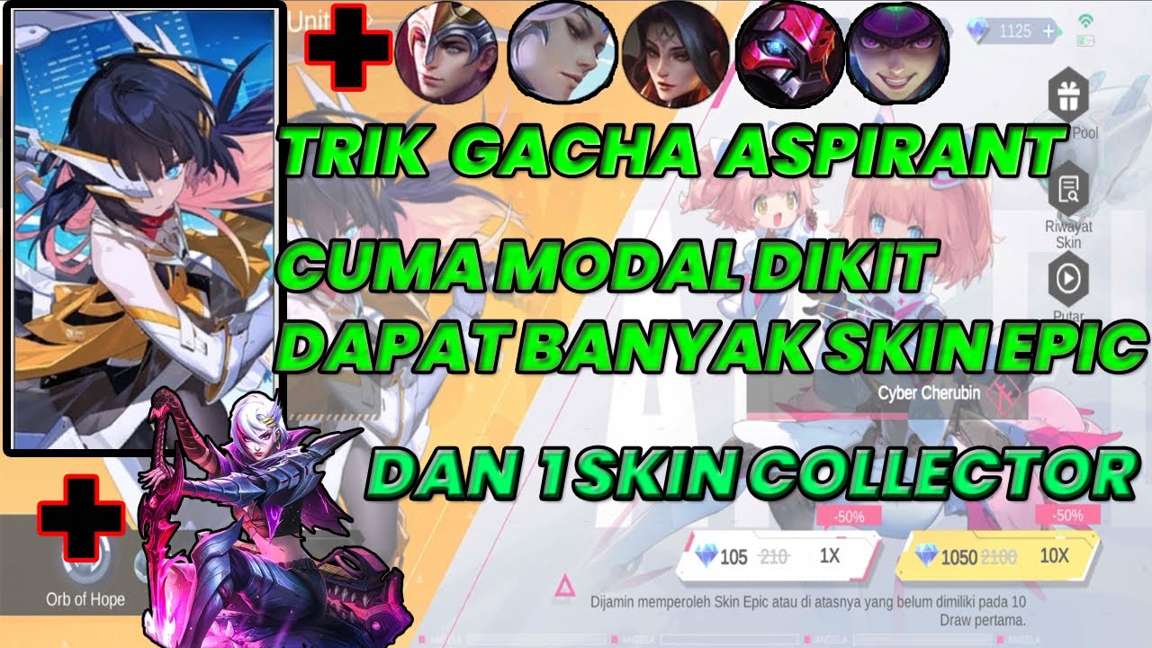 GACHA SKIN ASPIRANT | MODAL RECEH BISA PANEN SKIN EPIC | DAPET SKIN ...