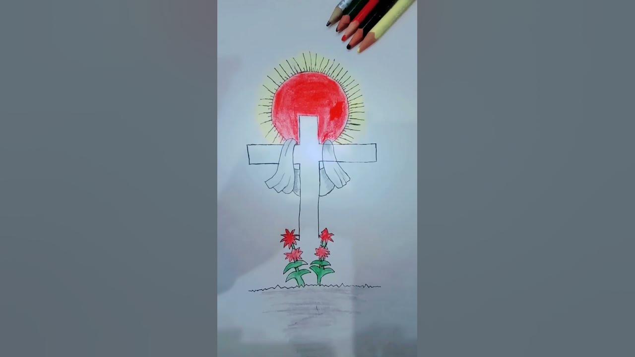 How to Draw A Christianity Cross ll easy Drawing Far Beginners - YouTube