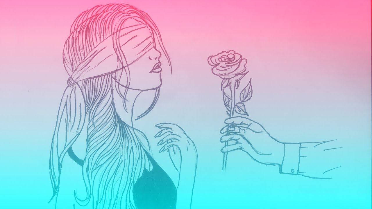 How to Draw girl with blindfold on eyes sketch 04 | Drawing - YouTube