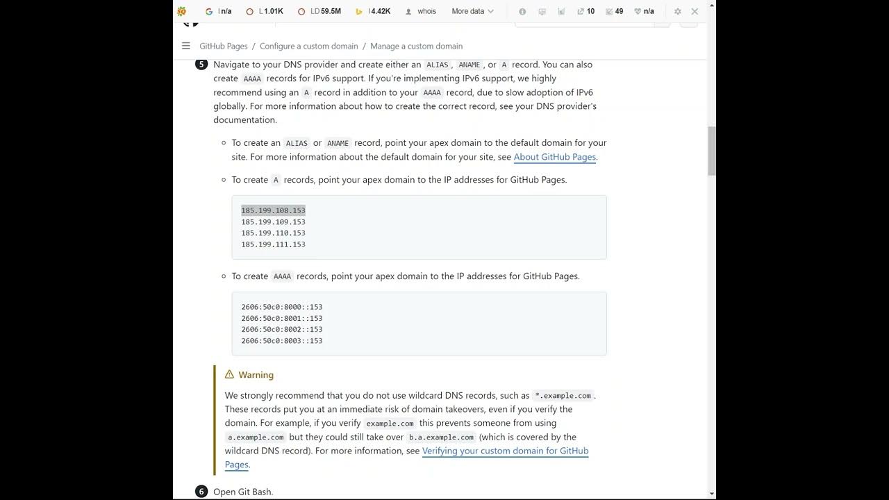 Adding custom domain to github pages and github ip address' into godaddy for custom nameservers ...