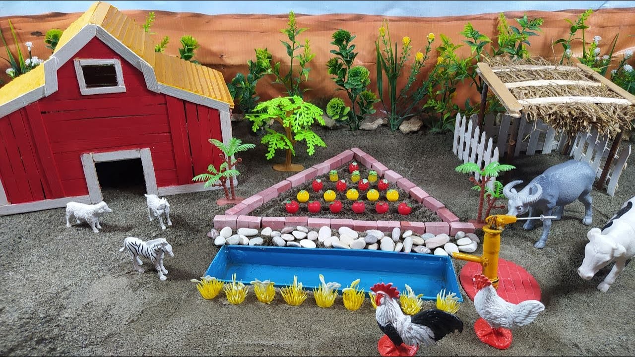 Top the most diy Farm Diorama with house for Cow,Goat Supply Water Pool ...
