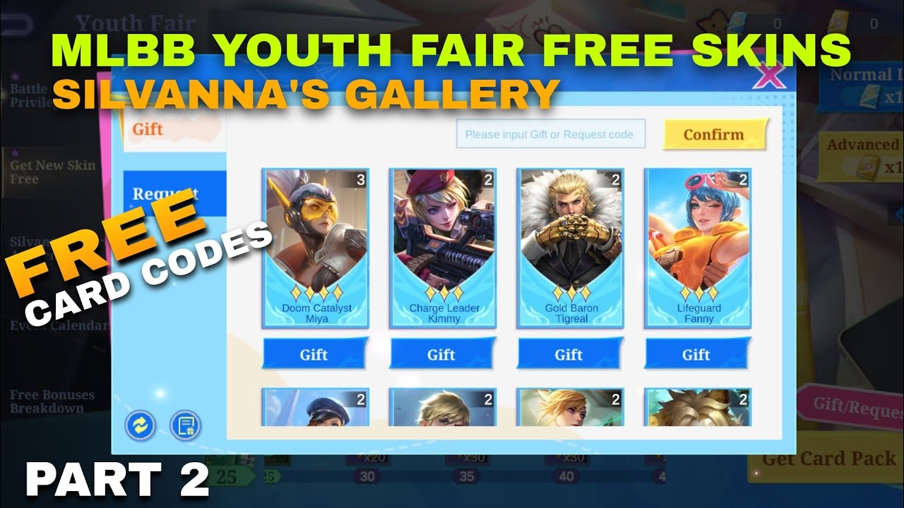 PART 2 | MLBB FREE CARD CODES SILVANNA YOUTH FAIR FREE SKIN EVENT 2024 ...