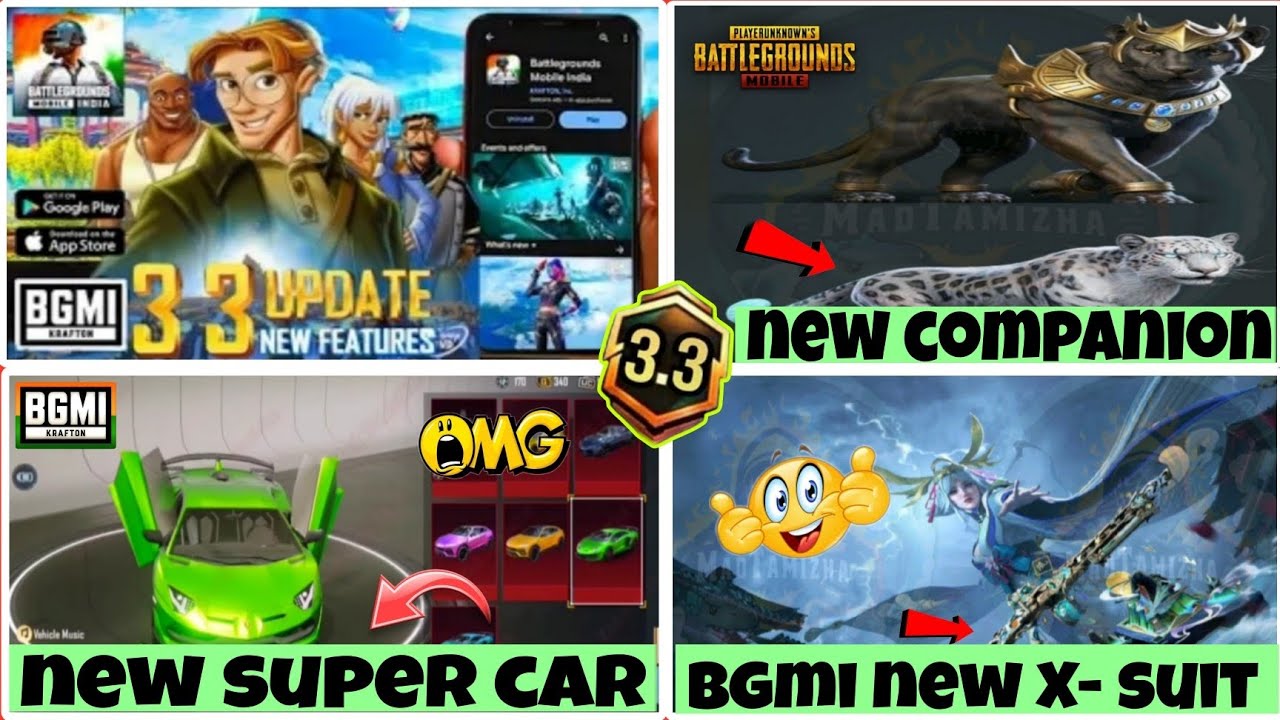 💯3.3 update new features in bgmi // new companion // new super car ...